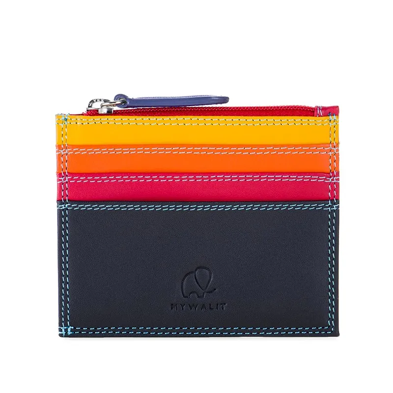 Mywalit Slim credit card pouch with zipped pocket for coins Black-Pace