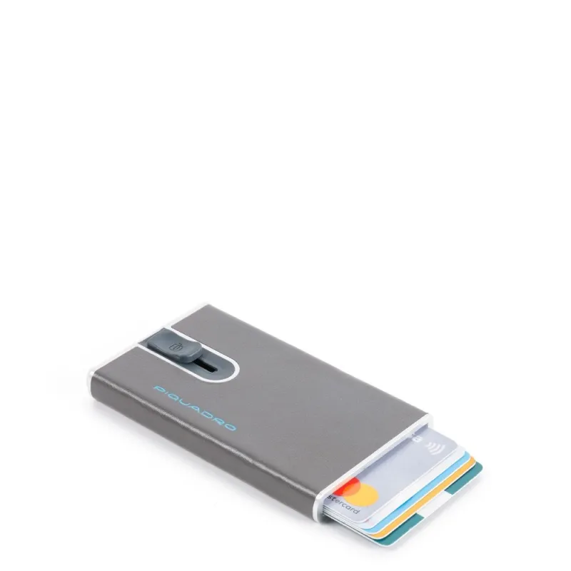 Piquadro Blue Square credit card case with sliding system grey